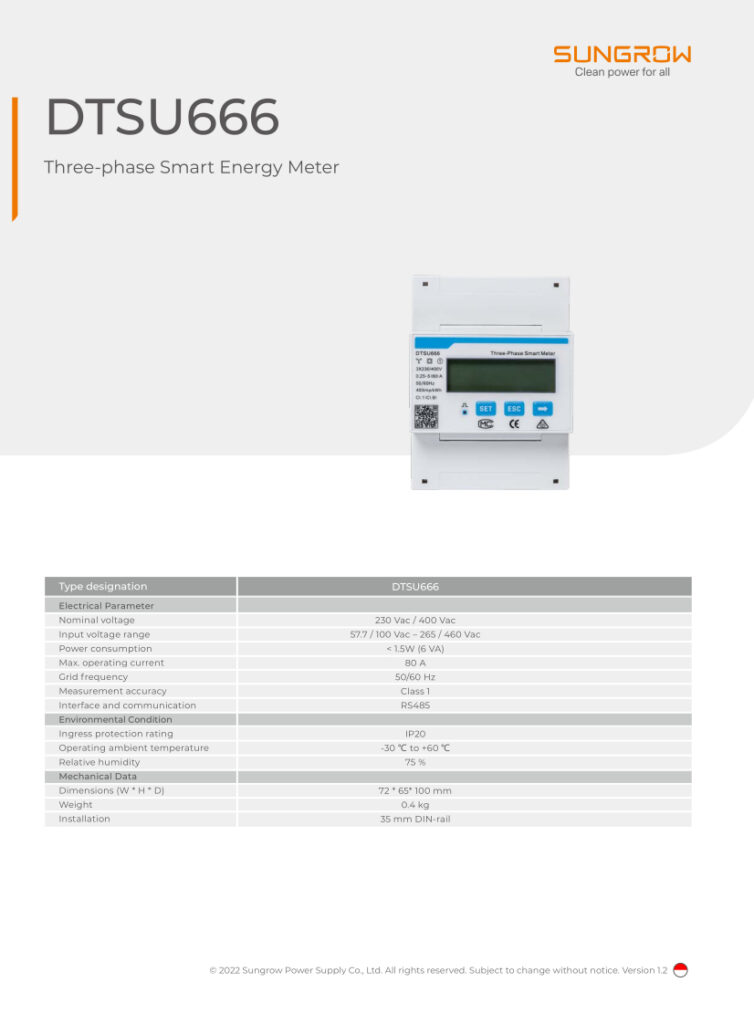 Sungrow Smart Meter DTSU666 3-phasig